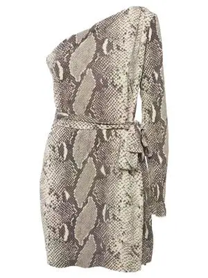 Diane Von Furstenberg One-shoulder Mini Wrap Dress - Neutrals