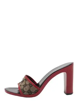 Gucci Gg Canvas Block Heel Sandals - Neutrals