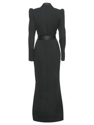 Alexandre Vauthier Wool Satin Collar Maxi Dress - Black
