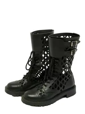 Dior Laser-cut Combat Boots - Black