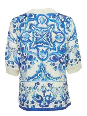 Dolce & Gabbana Majolica Jacquard Top - Blue