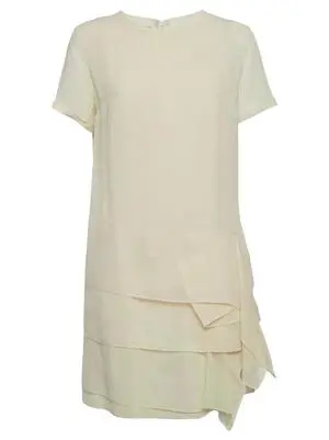 Brunello Cucinelli Cream Cotton Tiered Mini Dress - Neutrals
