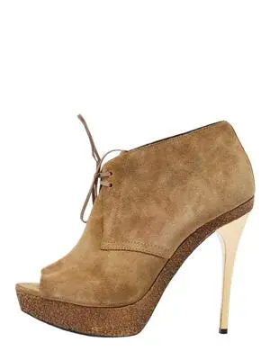 Burberry Peep-toe Platform Stiletto Boots - Neutrals