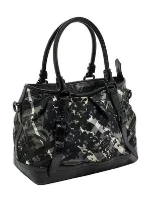 Burberry Floral Beat Check Tote Bag - Black