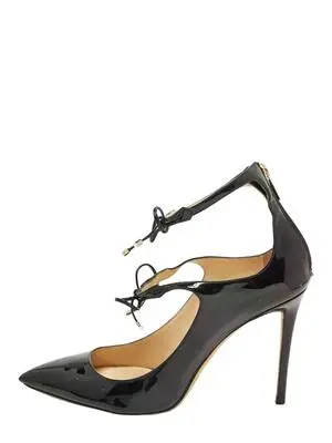 JIMMY CHOO Leather Patent Hoops Tie-detail Pumps - Black