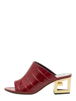 Givenchy Triangle Croc-embossed Heeled Mules - Red