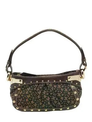 Dkny Studded Logo-jacquard Shoulder Bag - Neutrals