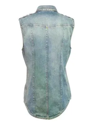 Balmain Sleeveless Denim Shirt - Blue
