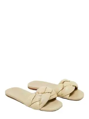 Miu Miu Braided Leather Slides - Neutrals