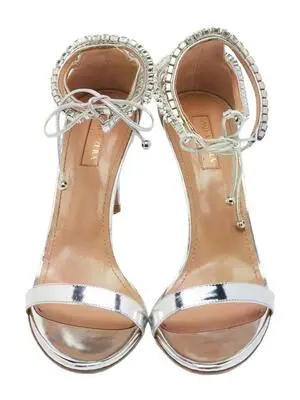 AQUAZZURA Embellished Ankle-wrap Stiletto Sandals - Silver