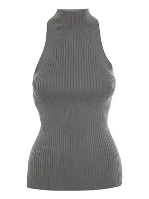 DION LEE Twist Detail Knit Tank Top - Grey