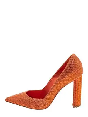 LE SILLA Crystal-embellished Pointed-toe Pumps - Orange