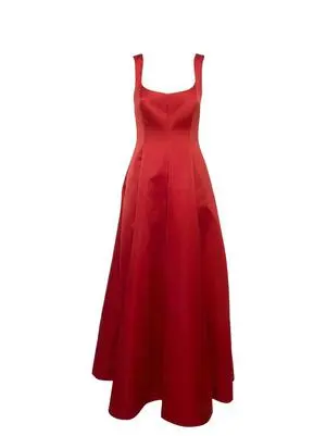 Carolina Herrera Satin Maxi Dress - Red