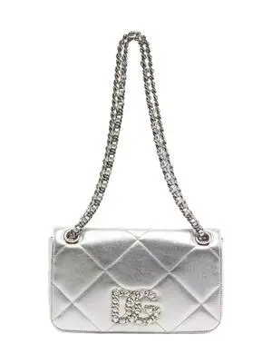 Dolce & Gabbana Dg Logo Quilted Shoulder Bag - Silver