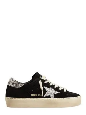 GOLDEN GOOSE Hi Star Suede Sneakers With Glitter Detail - Black/silver