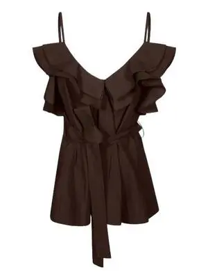 P.a.r.o.s.h Ruffled V-neck Blouse - Brown