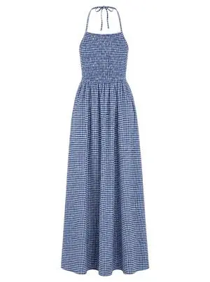 MIND TRAVELER Gina Gingham Maxi Dress - Blue