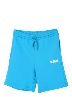 MSGM Elasticated Waist Shorts With Logo - Blue