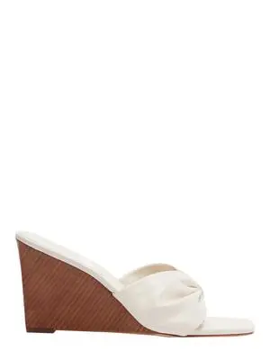 Veronica Beard Leather Wedge Sandals - Brown