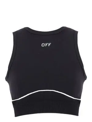 Off-White Logo Trimmed Crop Top - Black