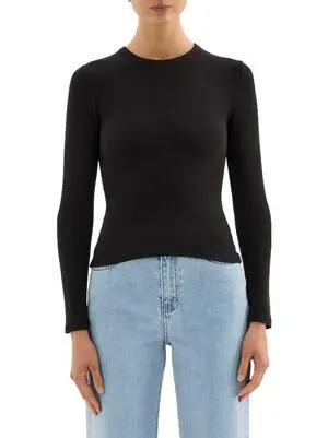 Nude Lucy Ribbed Long Sleeve Crewneck Tee - Black
