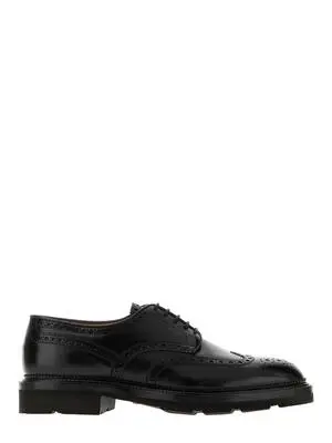 Santoni Emil" Wing Tip Lace-up Shoes - Black