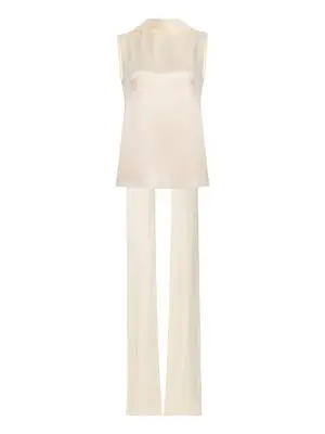 KALLMEYER River Silk Charmeuse Scarf Top - White