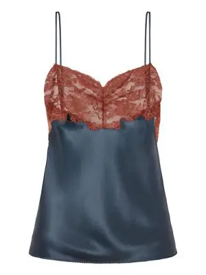Saint Laurent Lace-trimmed Silk-satin Camisole - Gray