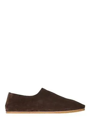 THE ROW Perrick Suede Slipper - Lacquer Brown