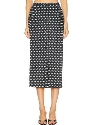 FRAME Polka Dot Linen Skirt - Black Multi
