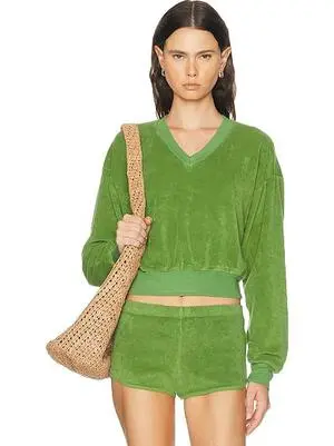Eterne Cropped V-neck Sweatshirt - Fern