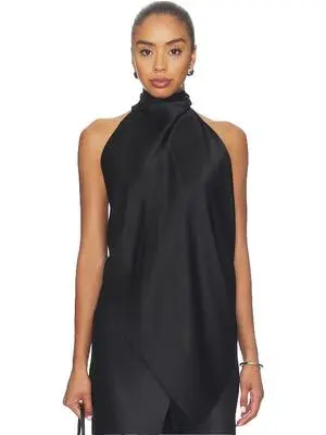 Helmut Lang Halterneck Tie Scarf Top In Silk - Black