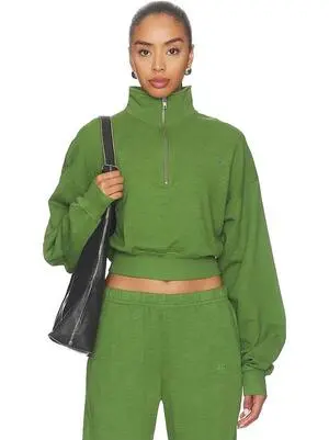 Eterne Cropped Half-zip Sweatshirt - Fern