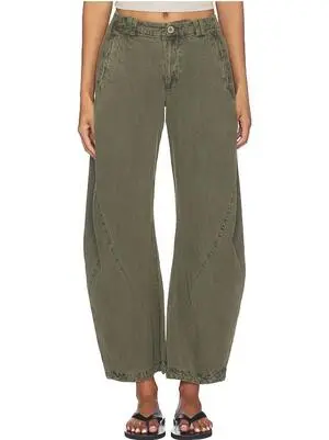Free People Spotlight Washed Trouser - Olive
