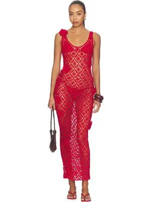 MORE TO COME Crochet Maxi Dress - Red