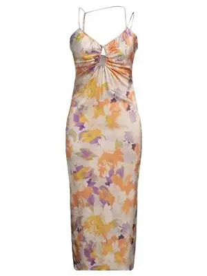 Patrizia Pepe Floral Print Halterneck Midi Dress - Beige