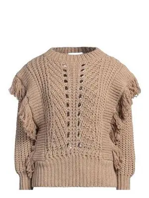 GAËLLE PARIS Heavy-weight Knit Sweater With Fringes - Beige