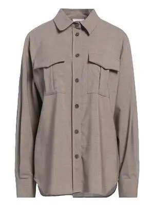 P.a.r.o.s.h Taupe Virgin Wool & Elastane Safari Shirt - Grey