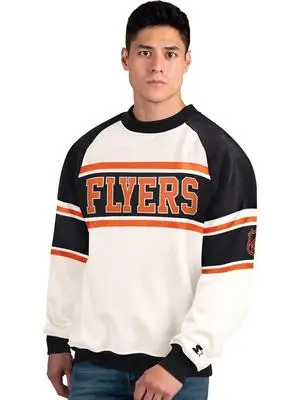 STARTER Philadelphia Flyers Defense Fleece Crewneck Sweatshirt By - White
