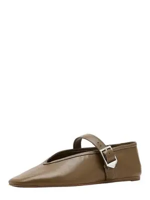 Schutz Vick Buckle Flat Shoes - Olive
