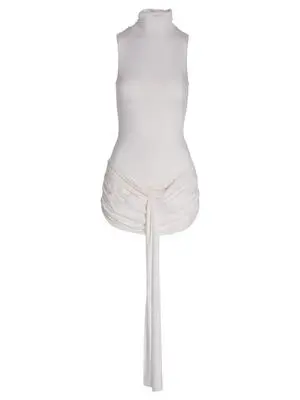 CONCEPTO Noe Mini Dress Sleeveless High Neck With Draped Detailing - White