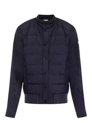 Moncler High-neck Quilted-front Jacket - Blue