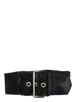 Moschino Cropped Faux Leather Bandeau Top With Buckle Detail - Black