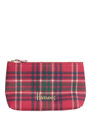 Harrods Medium Tartan Logo Pouch - Red