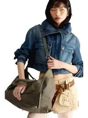 Free People Washed Canvas Weekender Bag - Olive