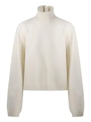 RÓHE Cropped Turtleneck Knitted Sweater - Cream
