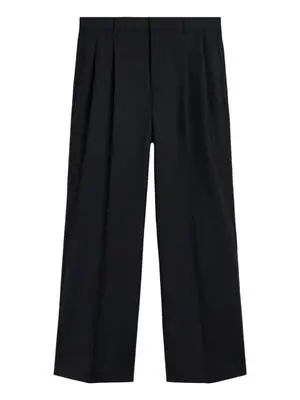 SUNFLOWER Wool Pleated Wide-leg Trousers - Black