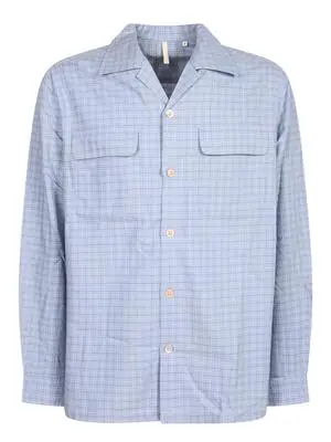 SUNFLOWER Straight-hem Checked Shirt - Blue