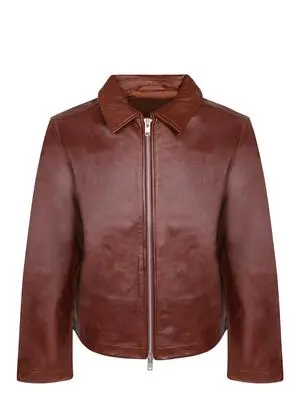SUNFLOWER Leather Zip-up Jacket - Cognac