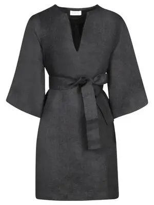 P.a.r.o.s.h Belted V-neck Dress - Black